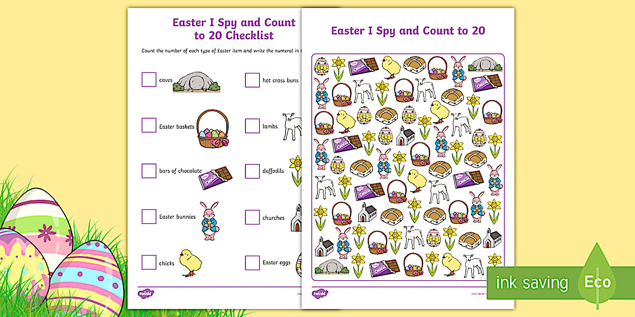 Editable Easter I Spy and Count Activity to 20 - Twinkl