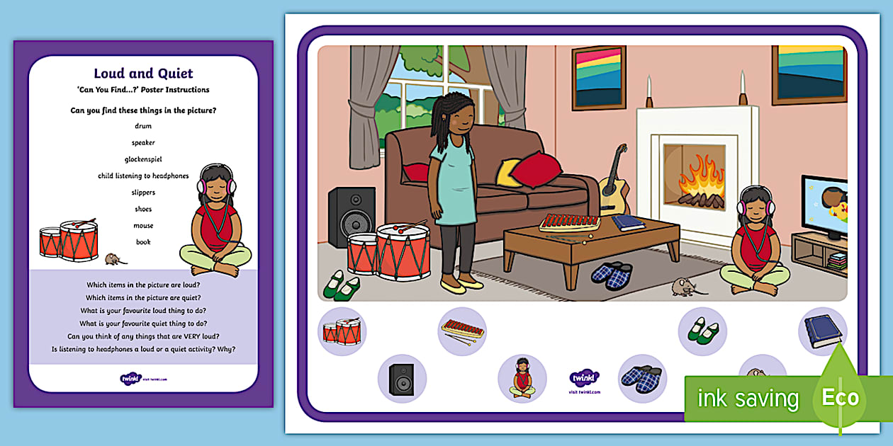 Loud and Quiet Concept Poster and Card Prompt Pack - Twinkl