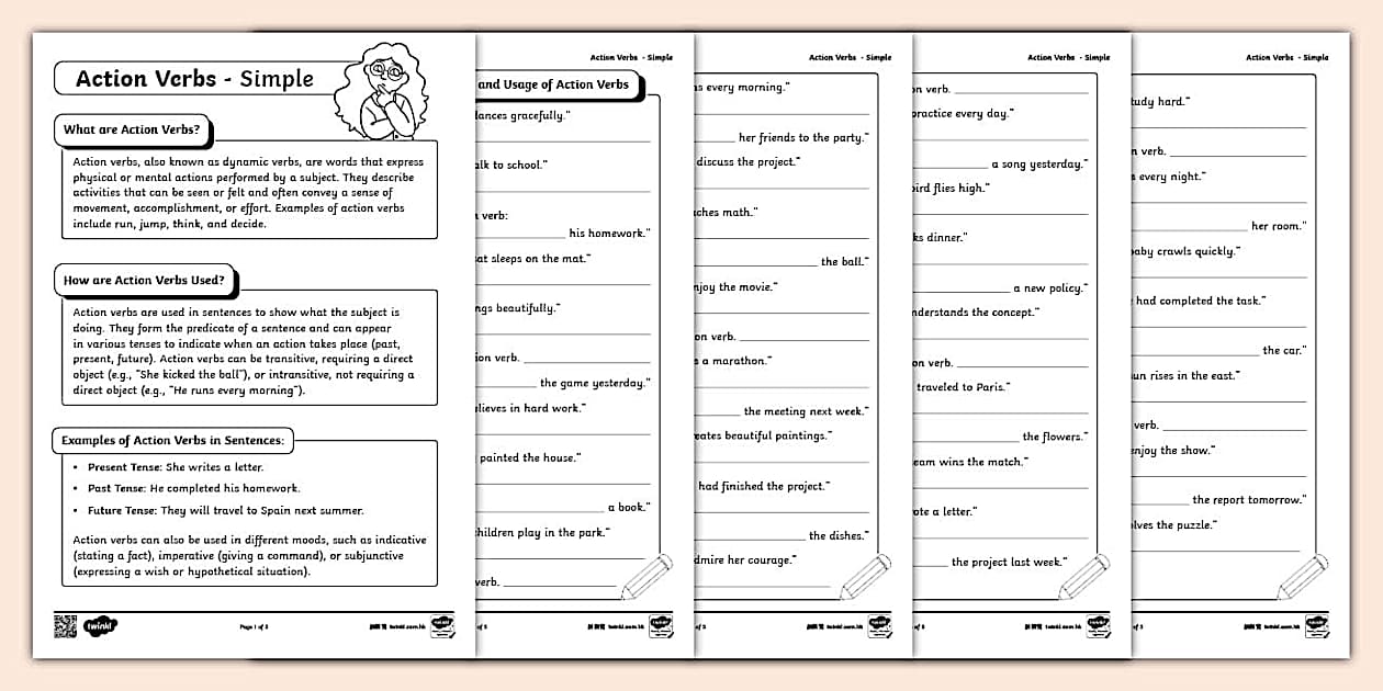 Action Verbs - Level: Beginner (teacher made) - Twinkl
