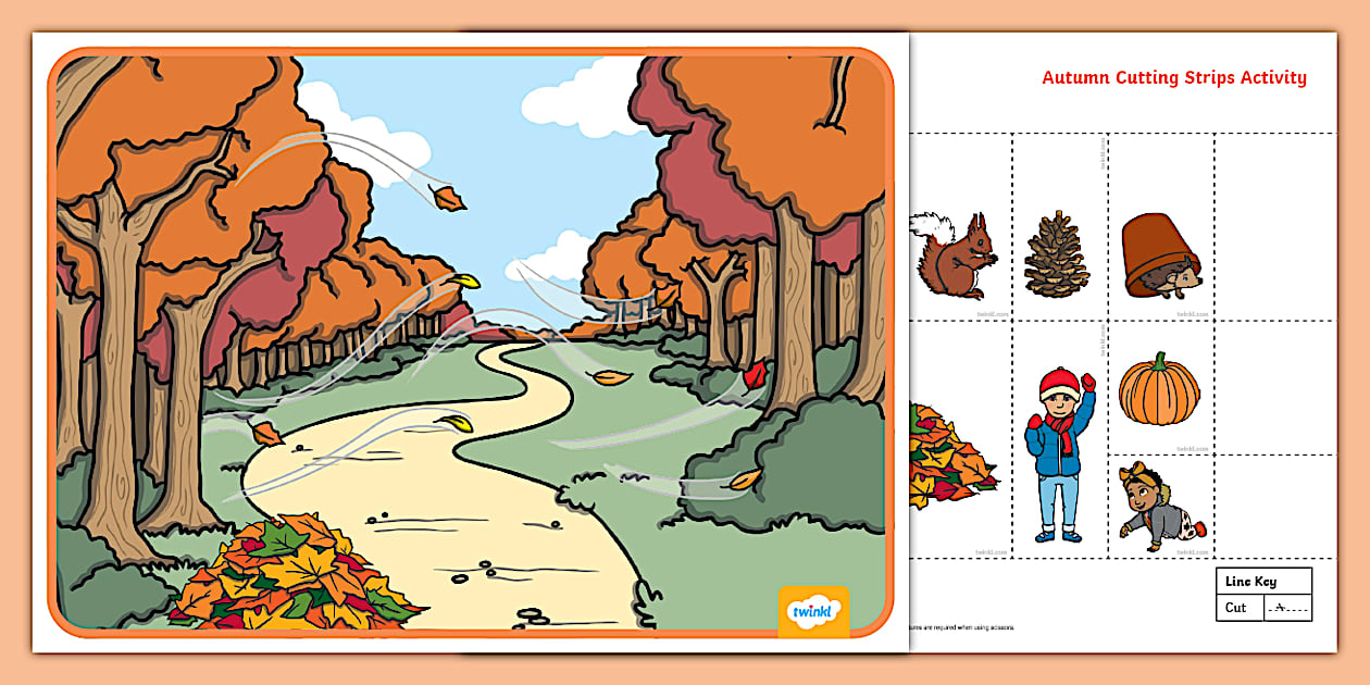 Autumn Scene and Cutting Activity Pack (teacher made)