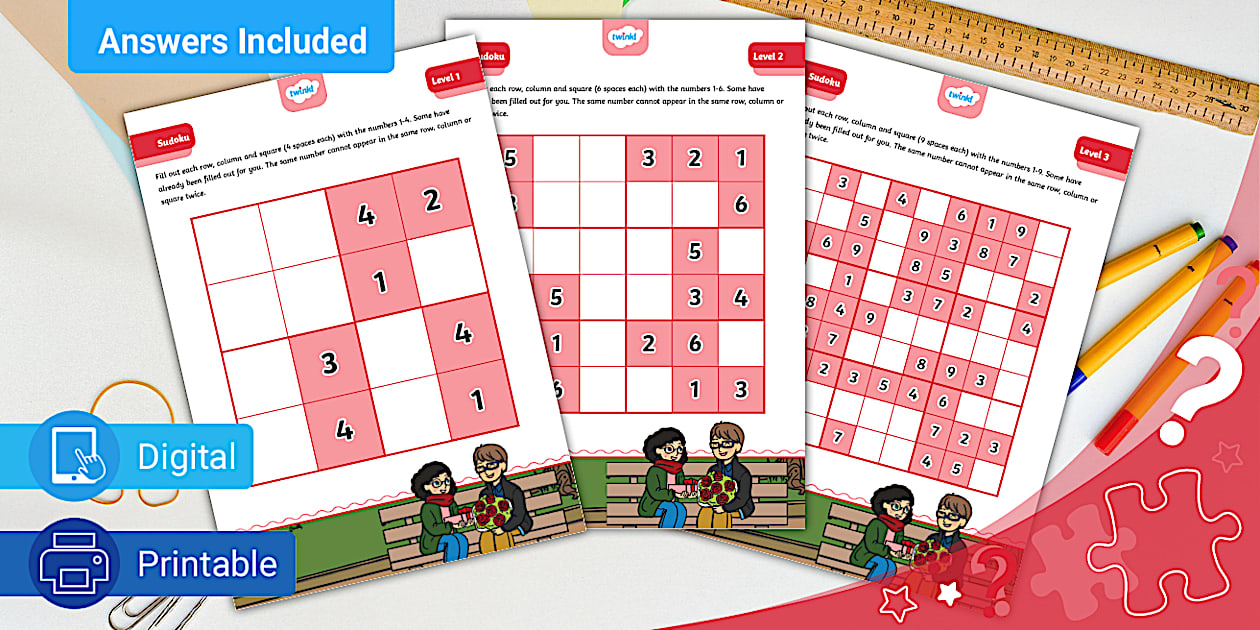 Valentine's Day Interactive Sudoku - Pack - Kids Puzzles