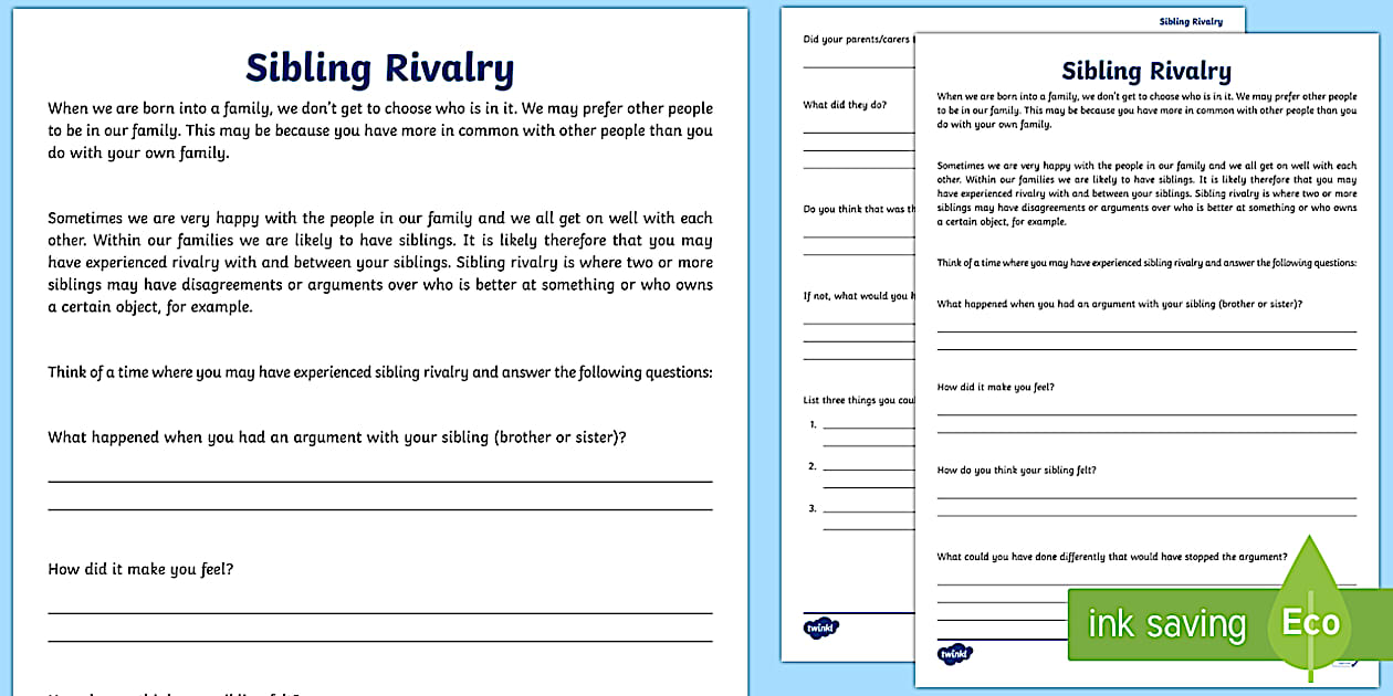 Sibling Rivalry Worksheet (teacher made) - Twinkl