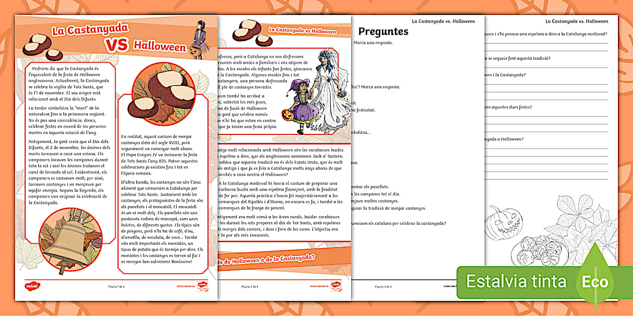 Comprensió lectora: La Castanyada vs. Halloween - Català