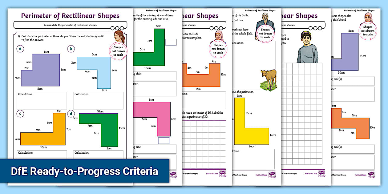 👉 Finding the Perimeter of Rectilinear Shapes Worksheet