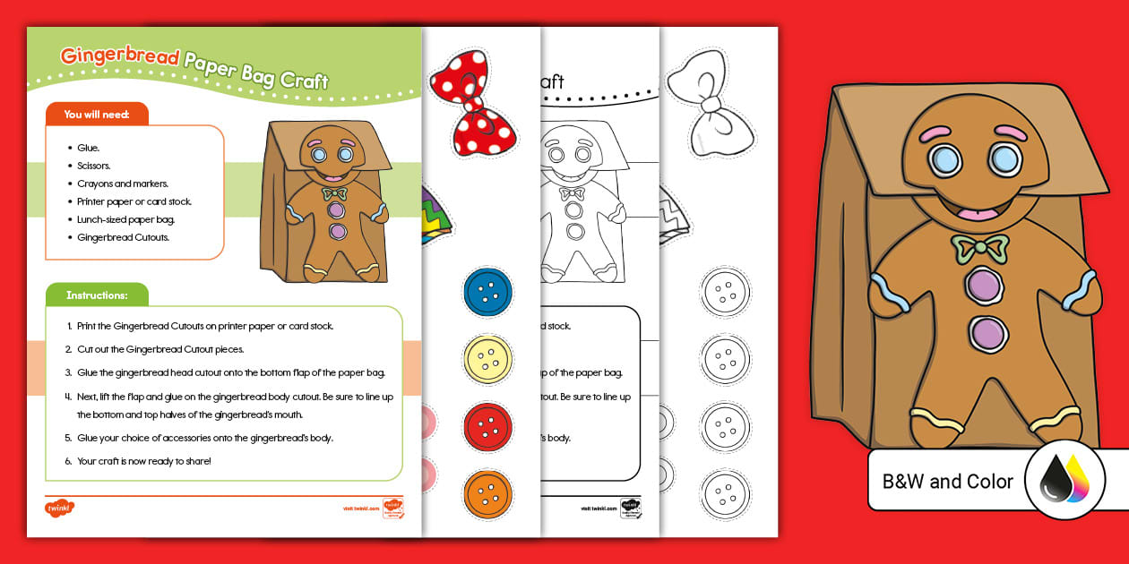 Gingerbread Paper Bag Craft (Teacher-Made) - Twinkl