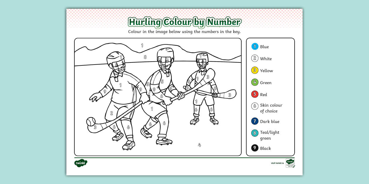 Hurling Colour by Numbers Worksheet (teacher made) - Twinkl