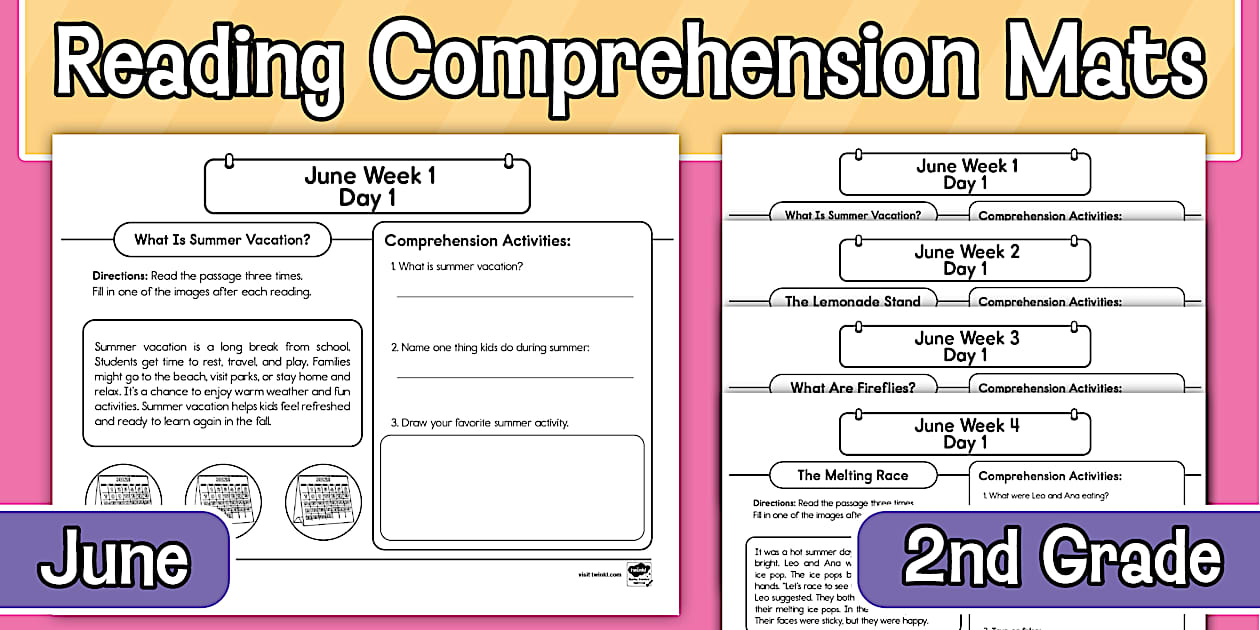 Second Grade June Daily Reading Comprehension Mats
