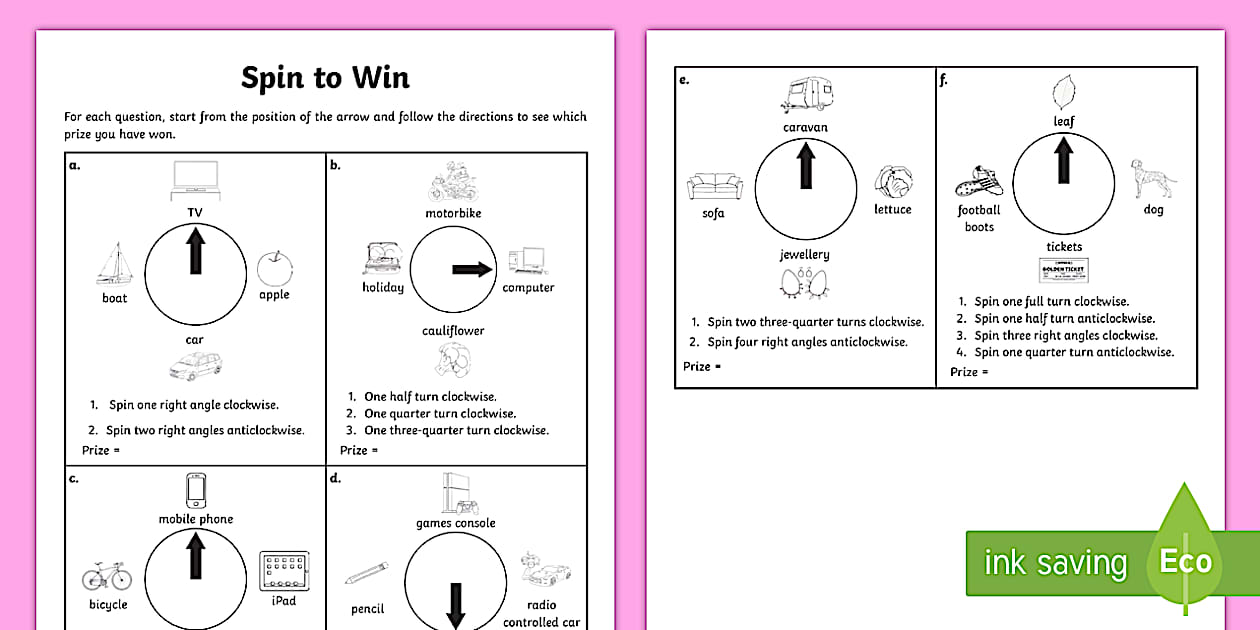 Spin to Win Worksheet / Worksheet - Twinkl