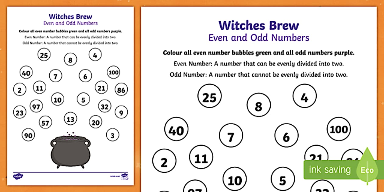 Even and Odd Numbers Witches Brew Activity (teacher made)
