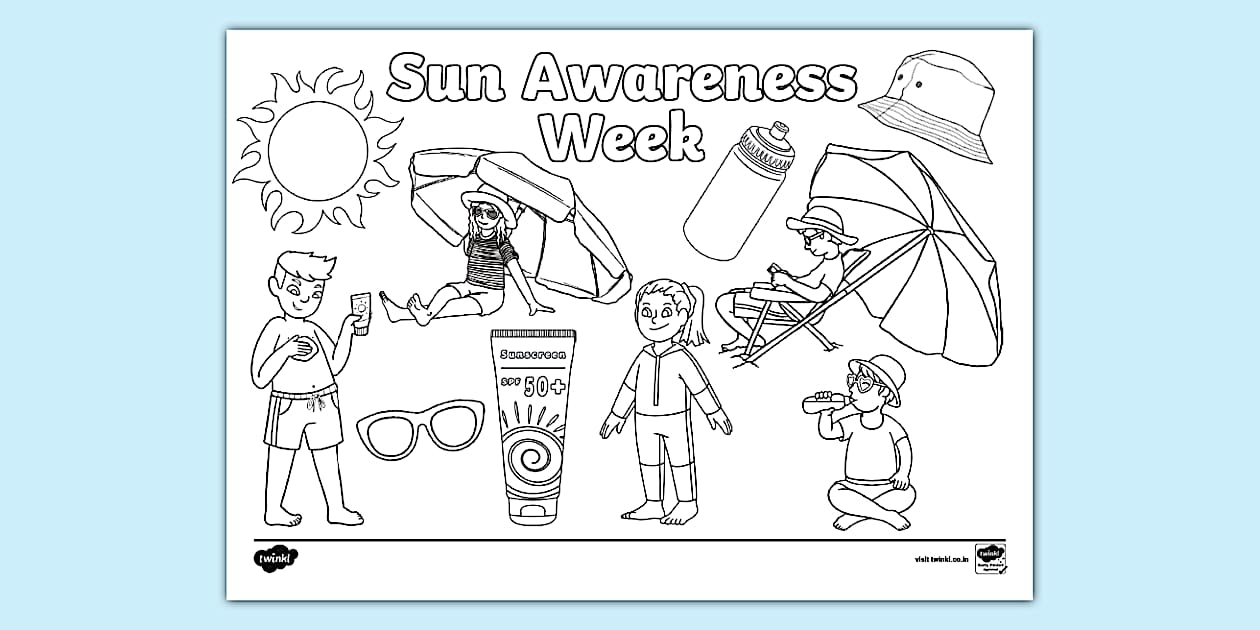 National Sun Awareness Week Colouring Page (Teacher-Made)