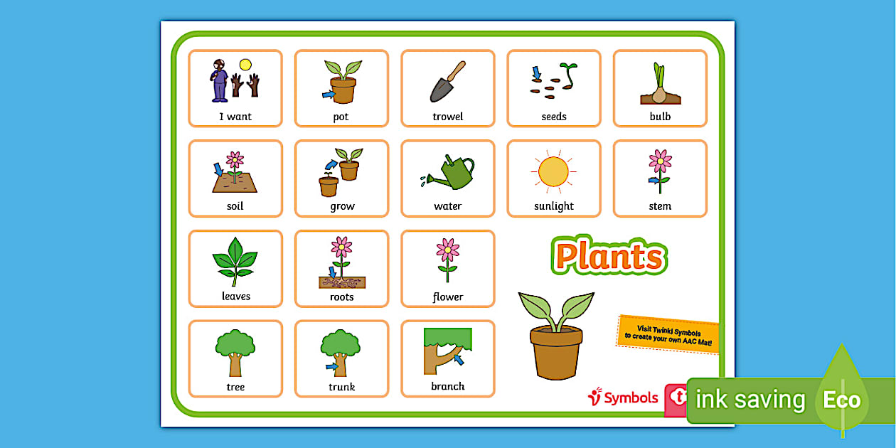 Twinkl Symbols: Plants AAC Mat (teacher made) - Twinkl