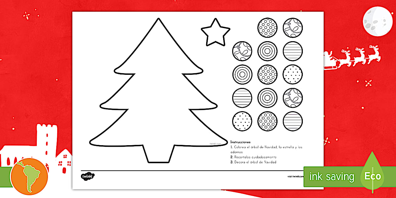 Ficha para recortar: El árbol de Navidad