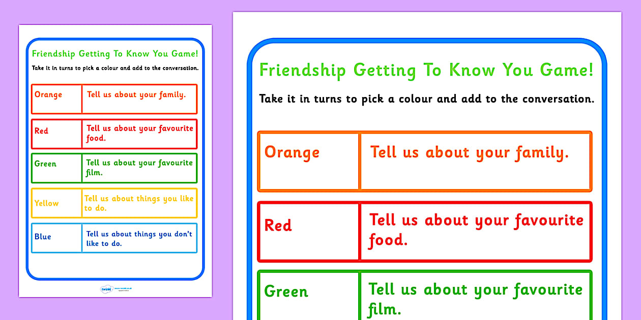 Friendship Getting To Know You Game (teacher made) - Twinkl
