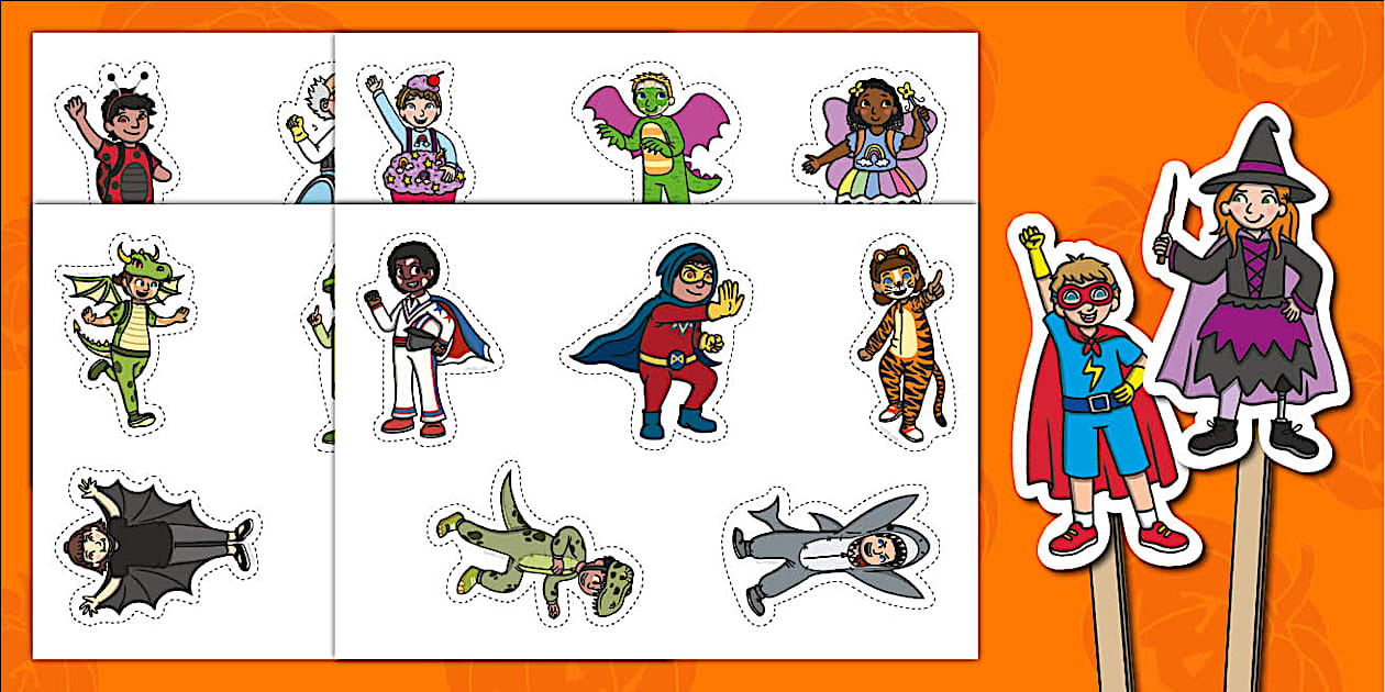 Halloween Stick Puppets (teacher made) - Twinkl