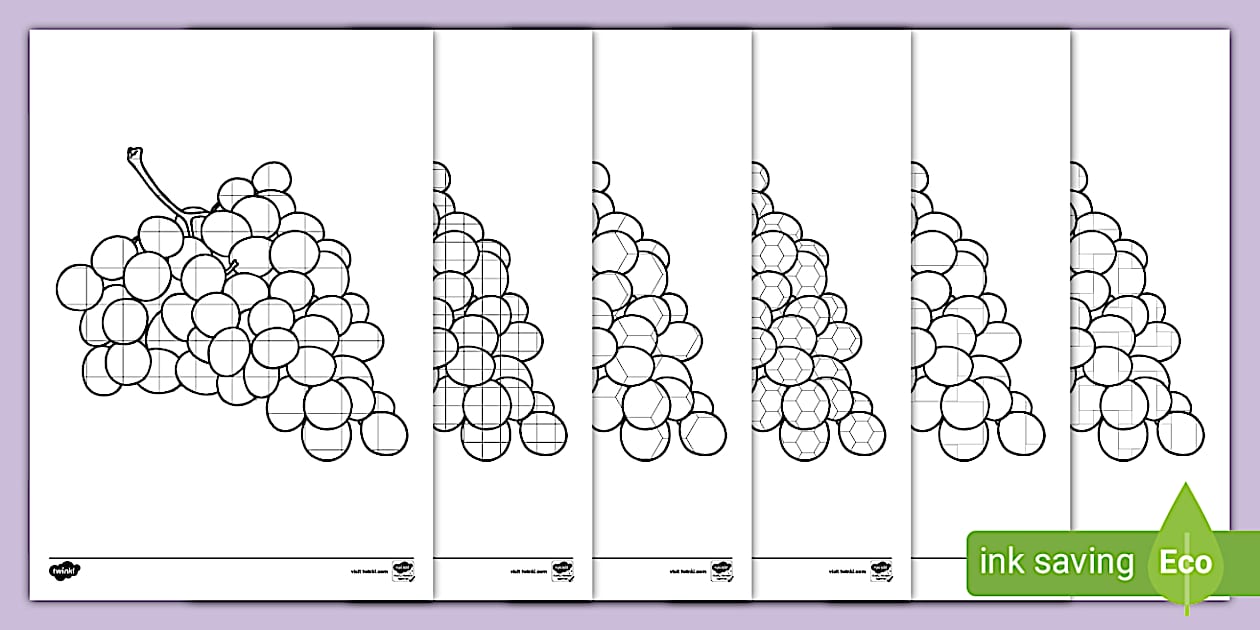 Grapes Mosaic Colouring Sheet (Teacher-Made) - Twinkl