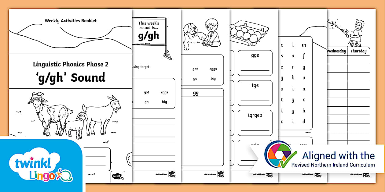 Northern Ireland Linguistic Phonics Phase 2 'g/gh' Sound Weekly Activities