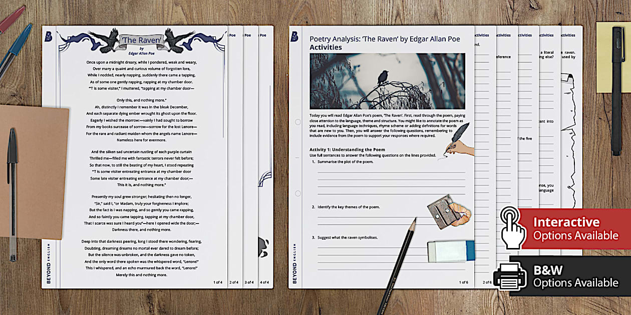 Poetry Analysis: 'The Raven' by Edgar Allan Poe Activities