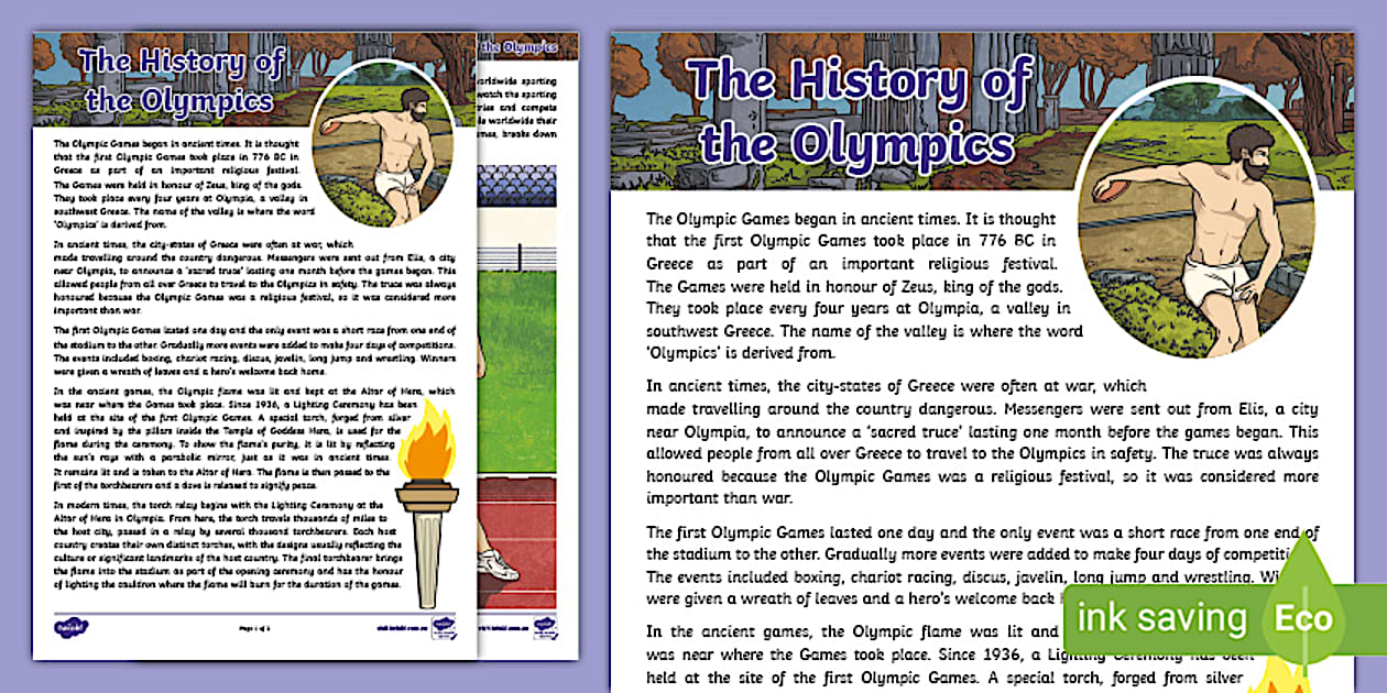 Editable History of the Olympic Games Fact File - Twinkl