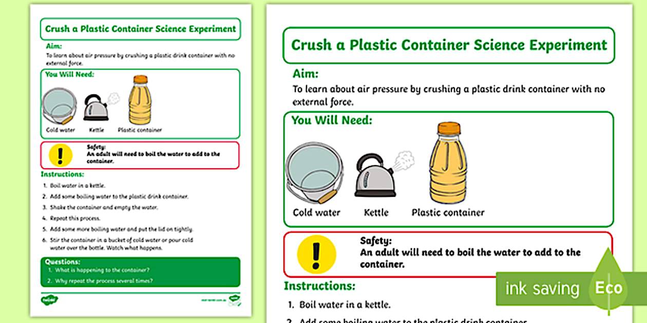 TAS Crush a Plastic Container Science Experiment - Twinkl