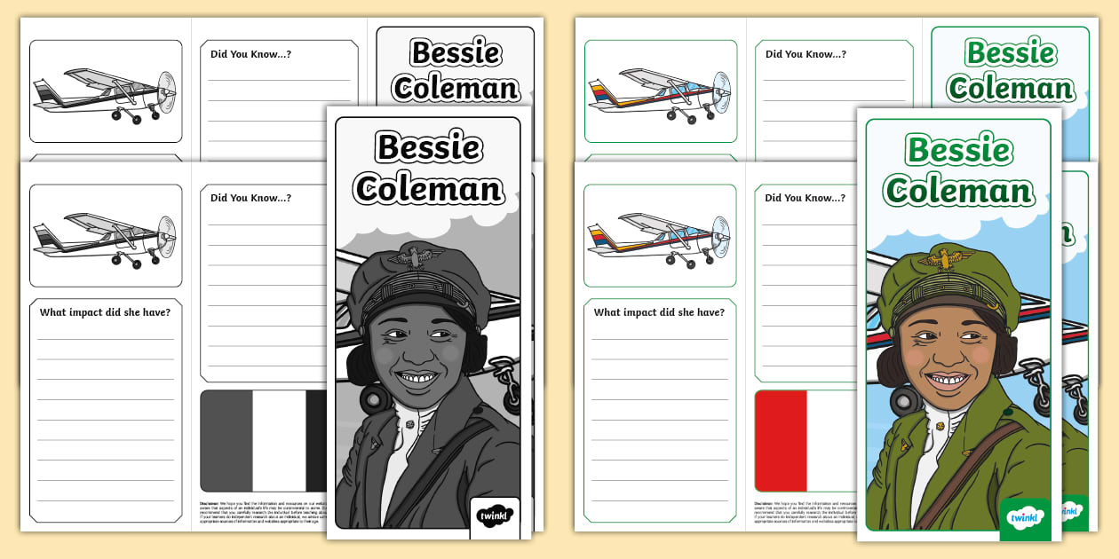 * NEW * Bessie Coleman KS1 Leaflet Template Twinkl - Twinkl