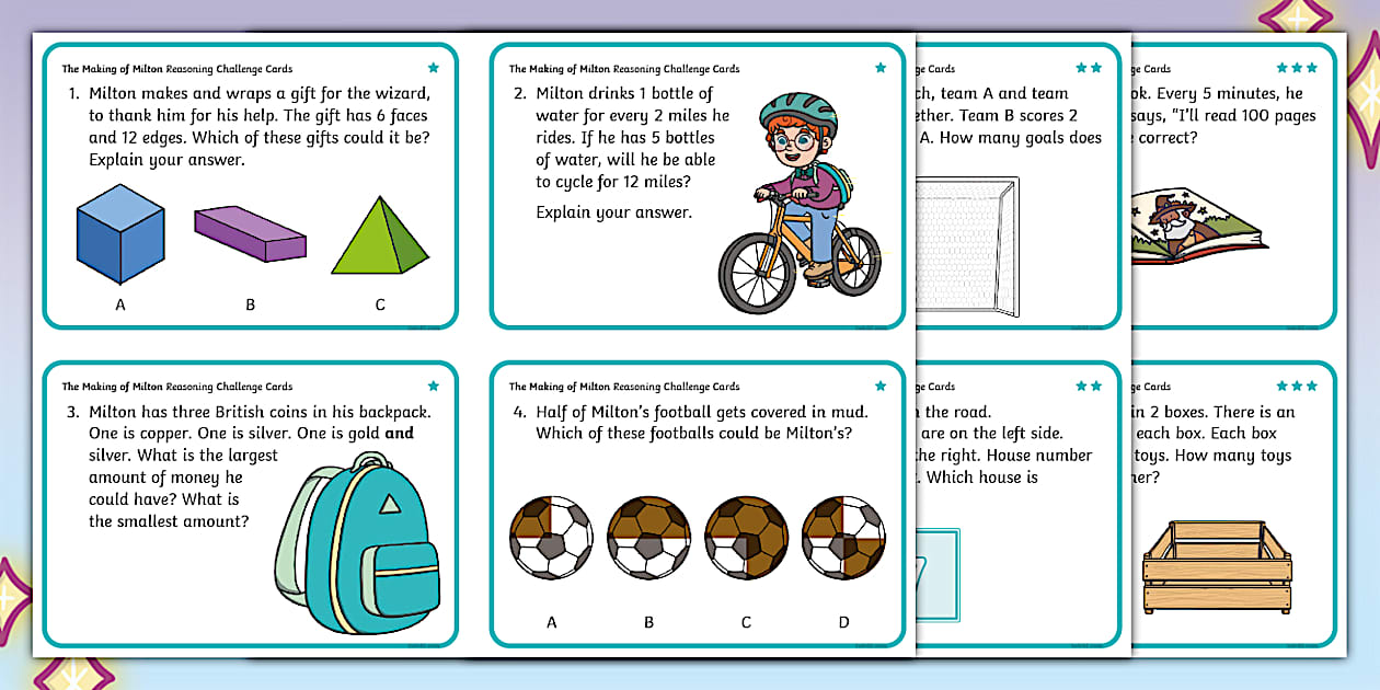 The Making of Milton Year 2 Reasoning Maths Challenge Cards
