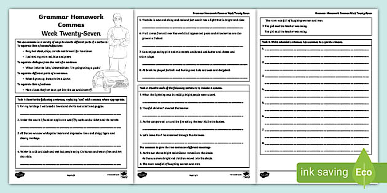 Grammar Homework Week Twenty-Seven (Teacher-Made) - Twinkl