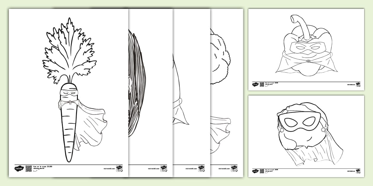 Superhero Vegetables Colouring (teacher made) - Twinkl