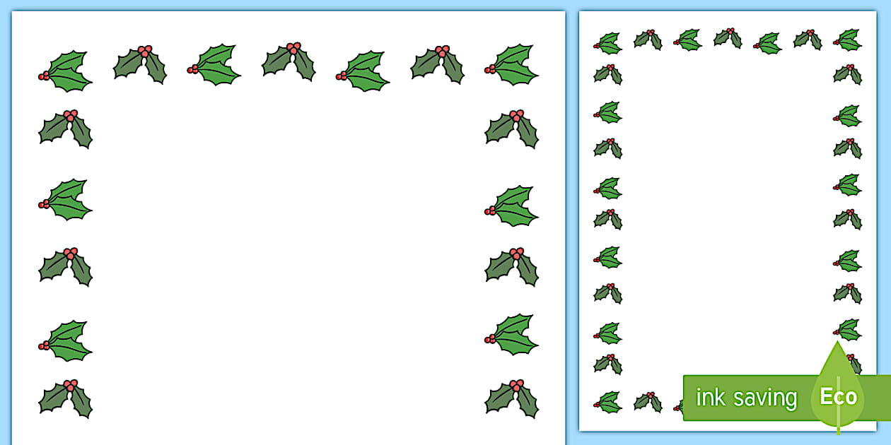 Holly Page Border | Holly Tree Themed Page Borders | Twinkl