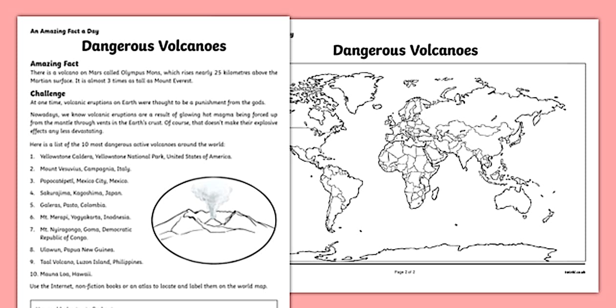 Editable Dangerous Volcanoes Worksheet Pack (teacher made)