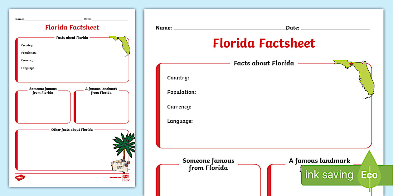 Florida Fact File Template (teacher made) - Twinkl
