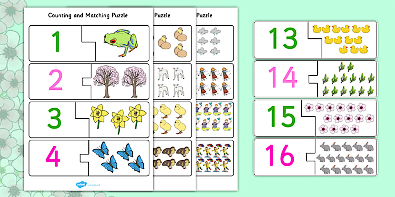 Springtime Themed Counting Matching Puzzle (teacher made)