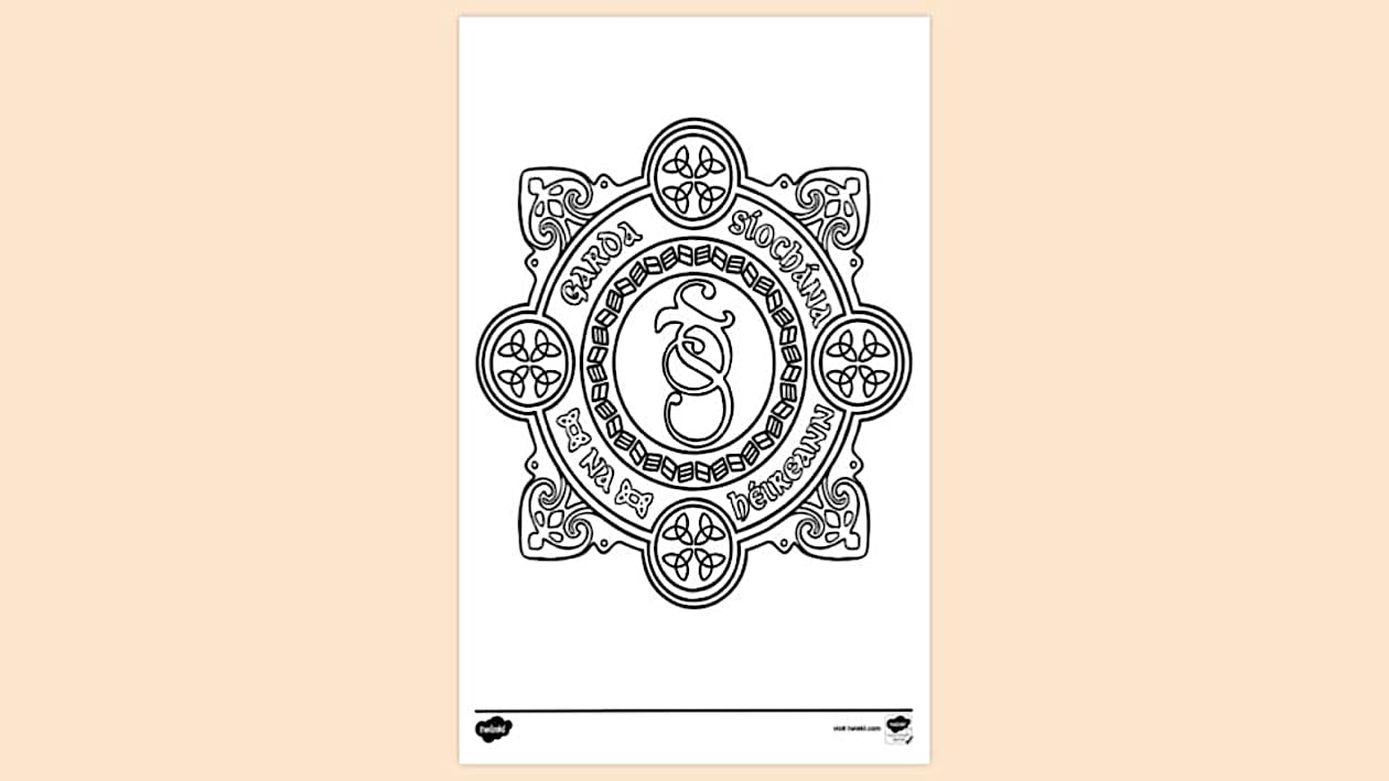 Garda Crest Colouring Sheet | Colouring Sheets - Twinkl