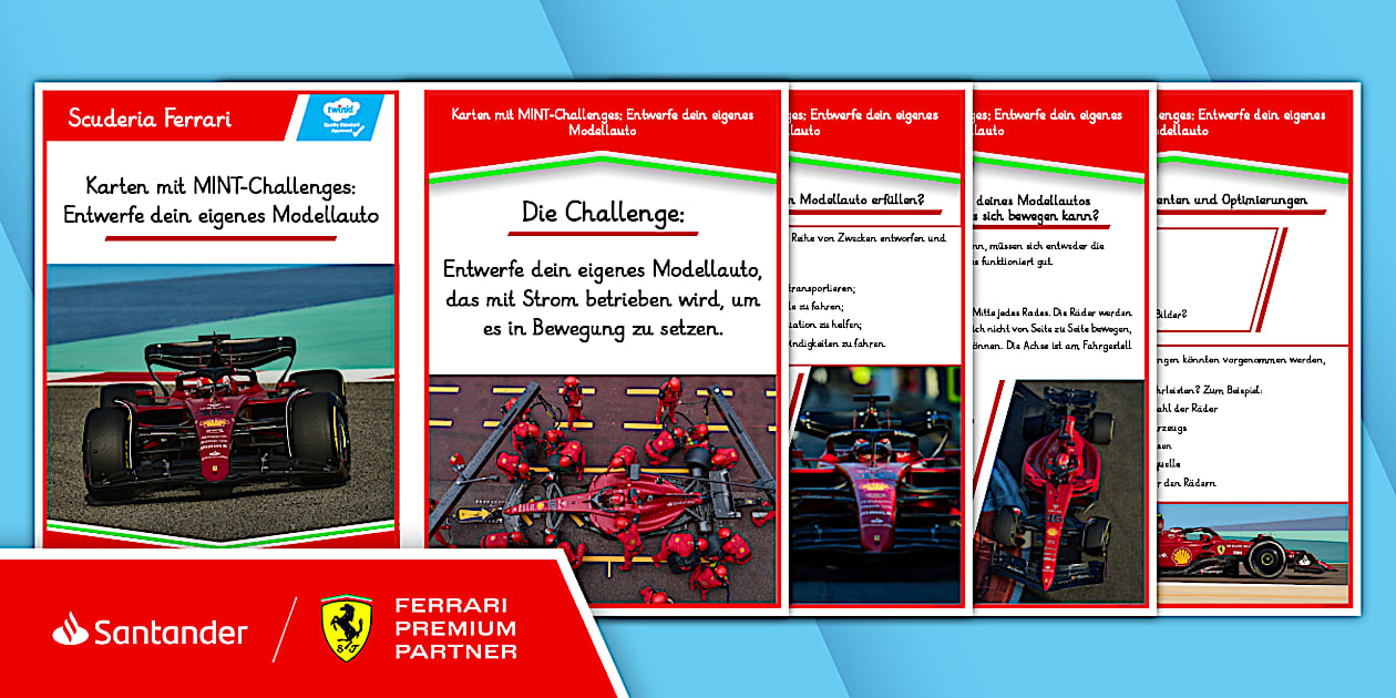 FREE! - Scuderia Ferrari F1: Modellauto - Karten mit MINT-Challenges