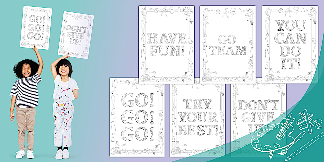 Motivational Sports Day Mindfulness Colouring Poster Pack