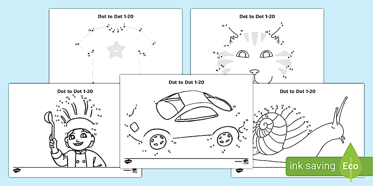 Dot to Dot with Numbers 1-20 Worksheet (teacher made)