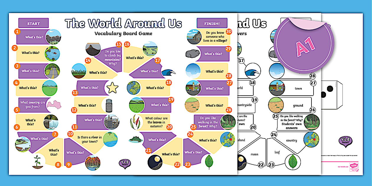 YLE Movers - Vocabulary Board Game (The World Around Us)