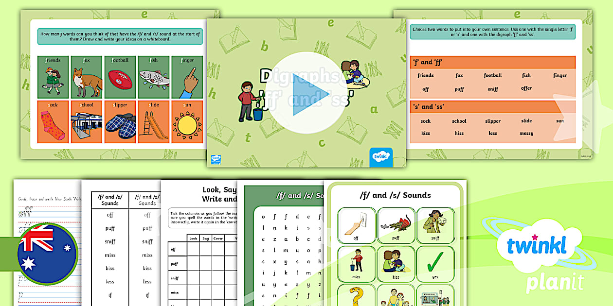 Year 1 Spelling: Digraphs 'ff' and 'ss' (teacher made)