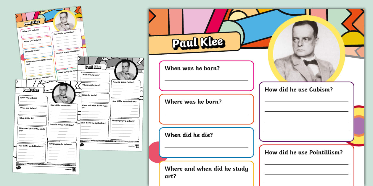Paul Klee Fact File Template - Twinkl Primary (teacher made)