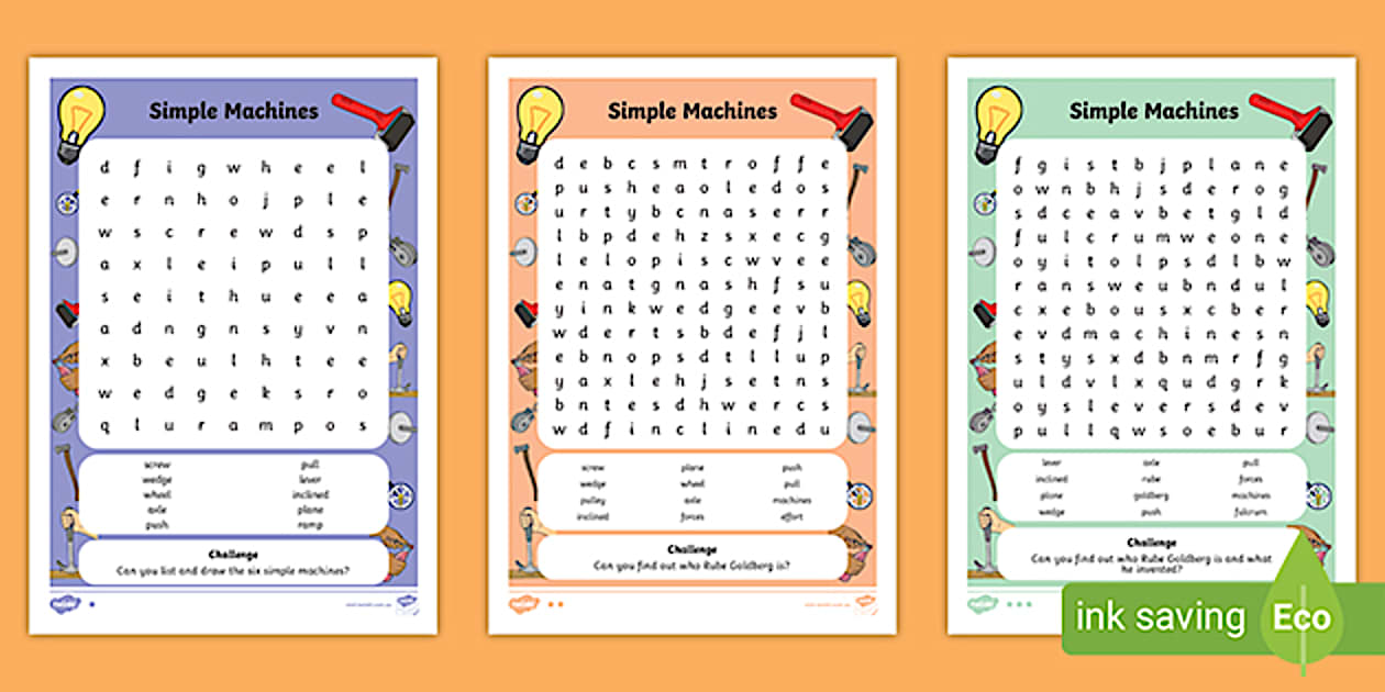 Simple Machines Word Search (teacher made) - Twinkl