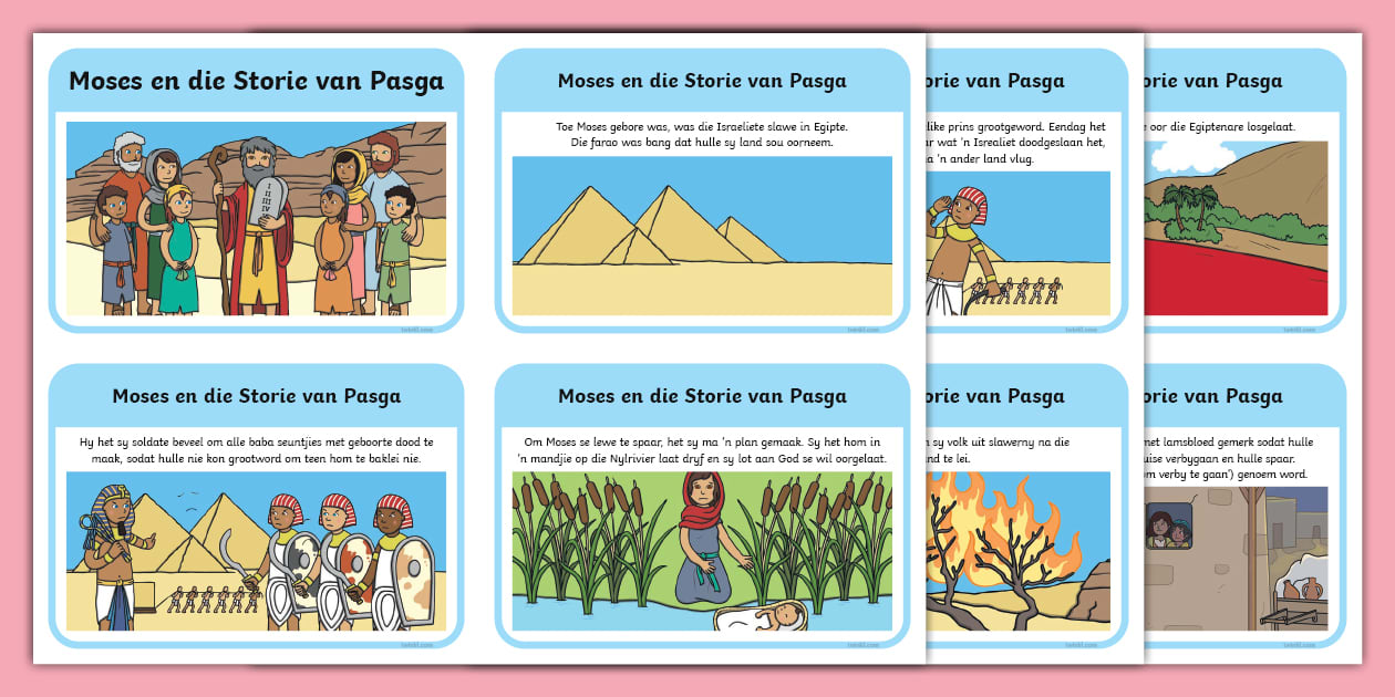 Moses en die Storie van Pasga - Storiekaarte (teacher made)