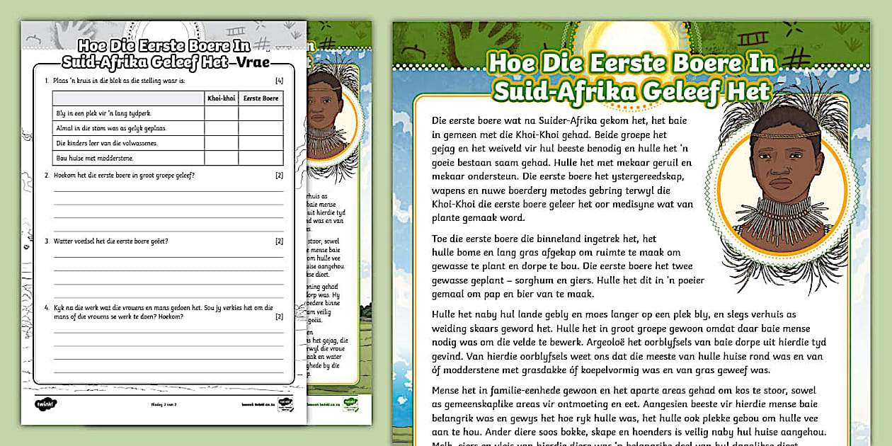 Hoe Die Eerste Boere In Suid-Afrika Geleef Het - Twinkl