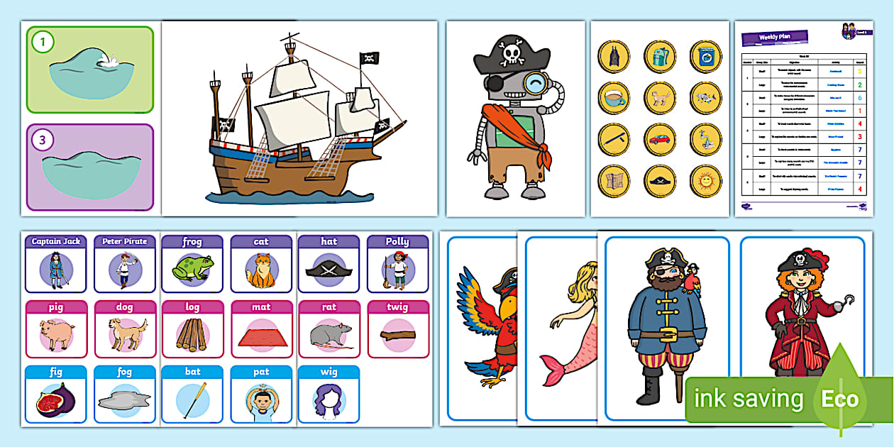 Phonics Level 1 Week 33 Pirates and Mermaids Weekly Lesson Pack