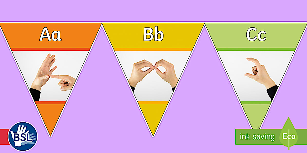 Multicoloured British Sign Language (BSL) Photo Alphabet (Signer's View)