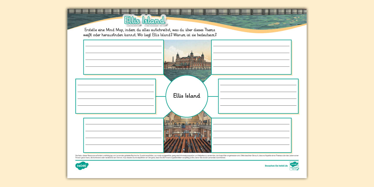 Ellis Island - Mind Map - Twinkl Writing (teacher made)