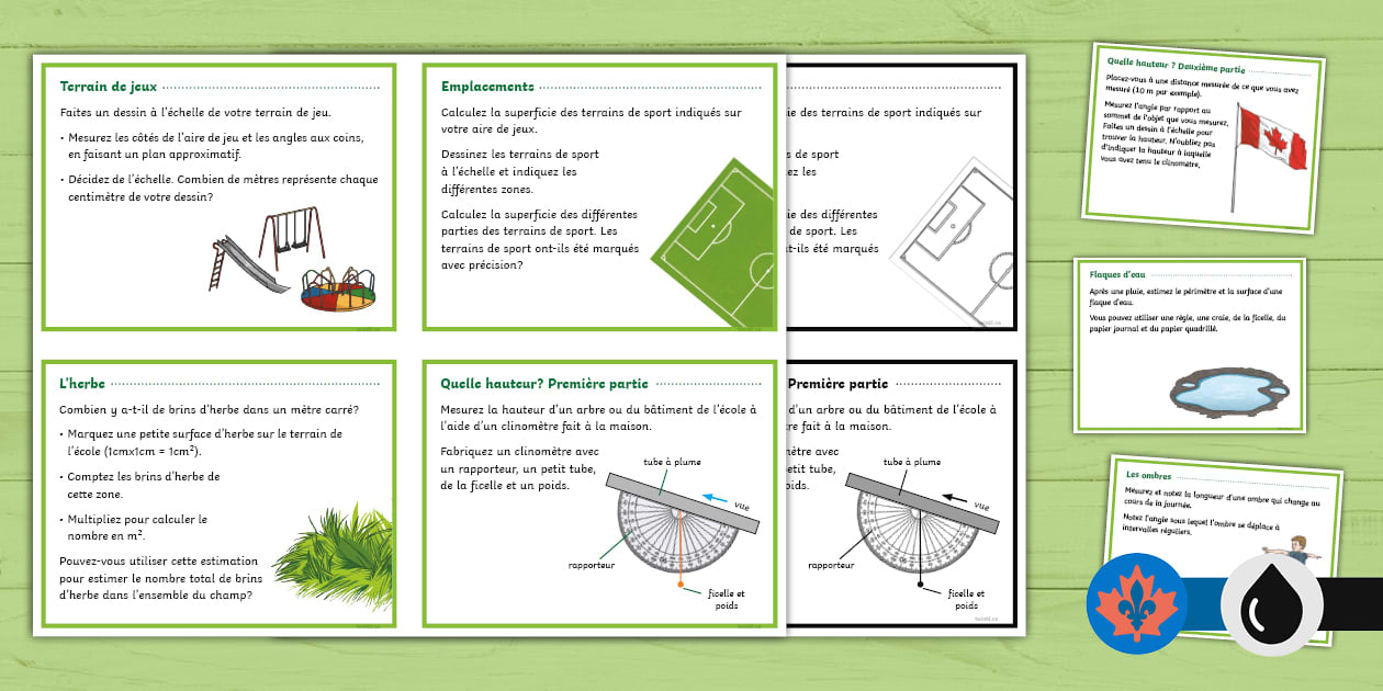 Outdoor Math Challenge Cards French