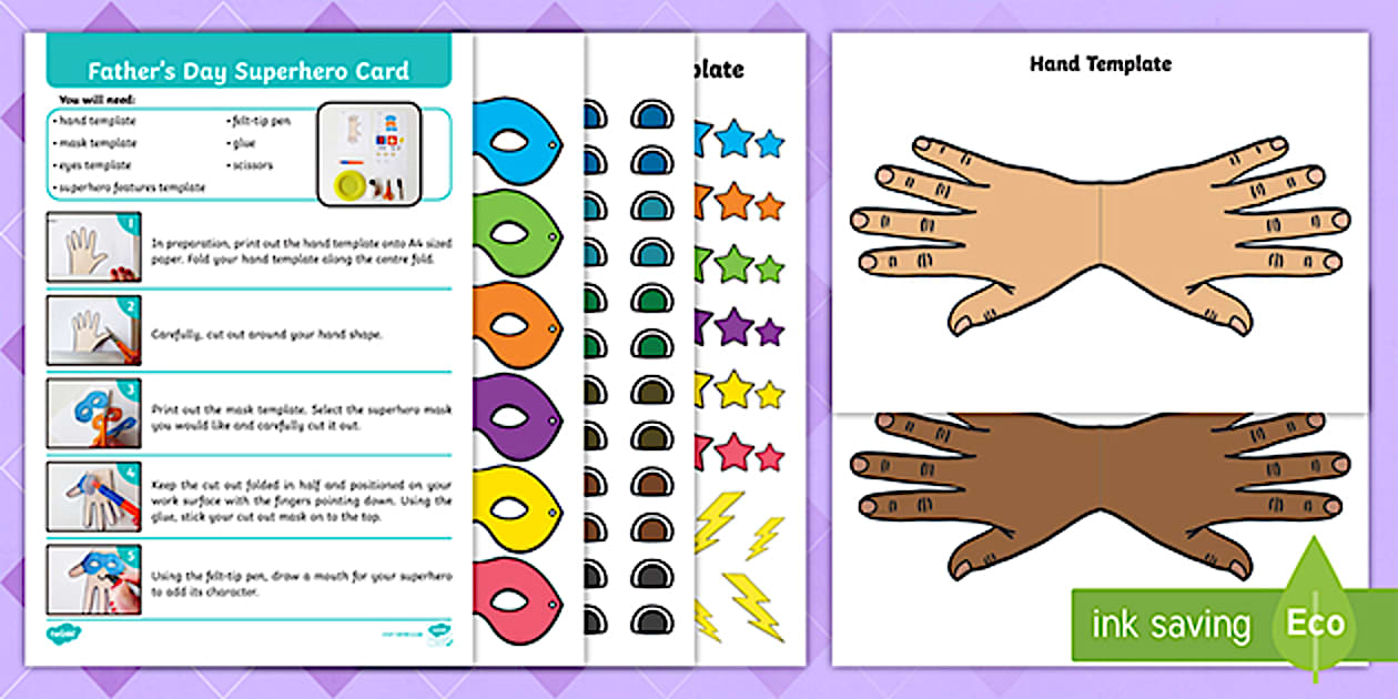 Superhero Father's Day Card Craft with Instructions for Kids