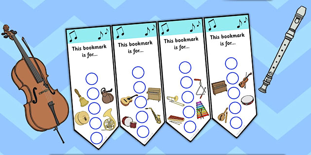 Editable Music Themed Sticker Reward Bookmark 15mm - Twinkl