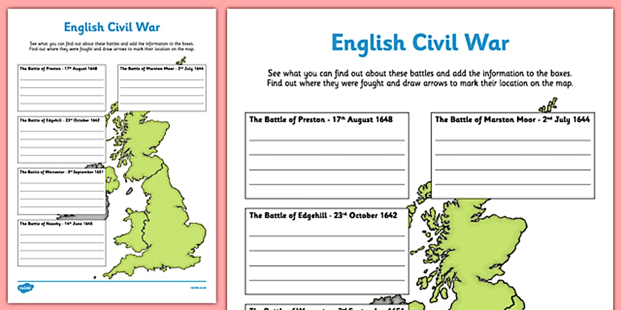 Cursive English Civil War Major Battles (teacher made)