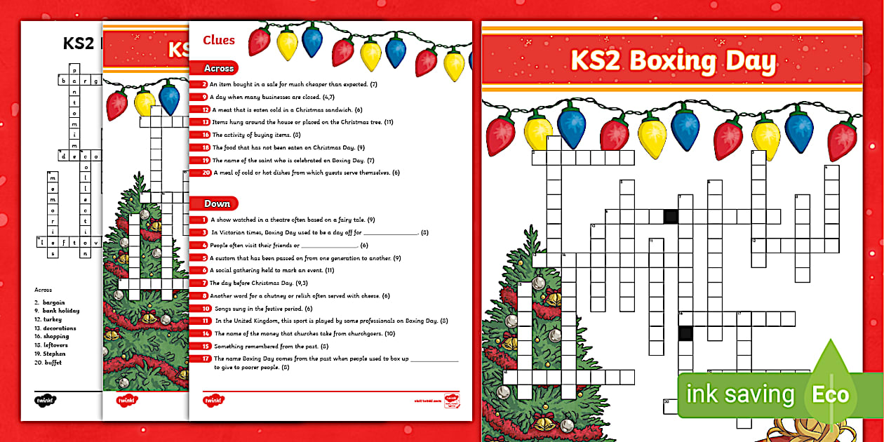 KS2 Boxing Day Crossword (Teacher-Made) - Twinkl