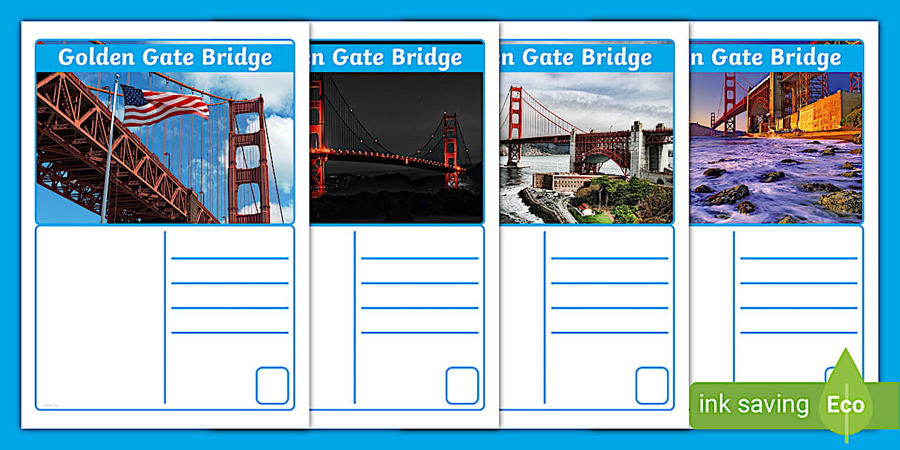 Free Golden Gate Bridge Postcards for Kids: Download now!
